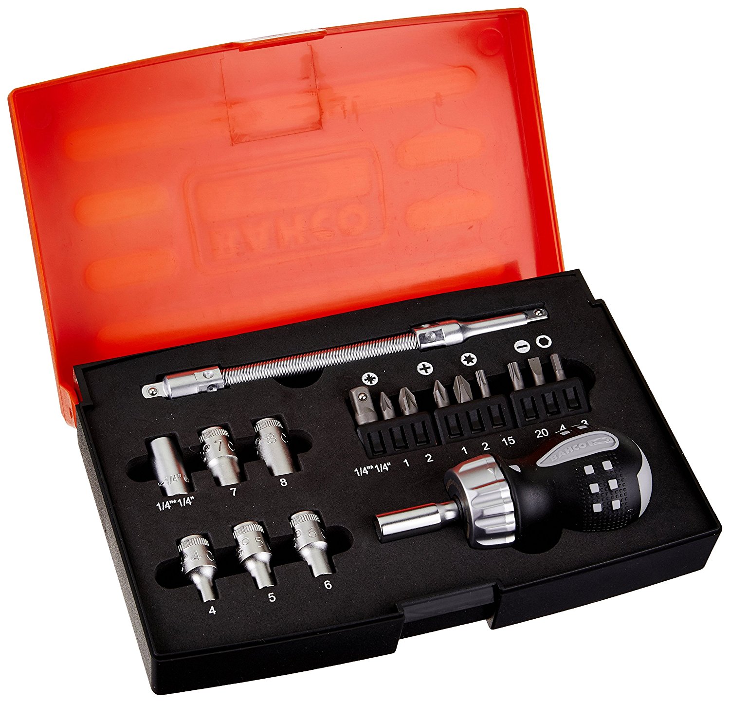 Bahco 808050S-22 22 Piece Stubby Ratchet Screwdriver & Bit Set | PrimeTools
